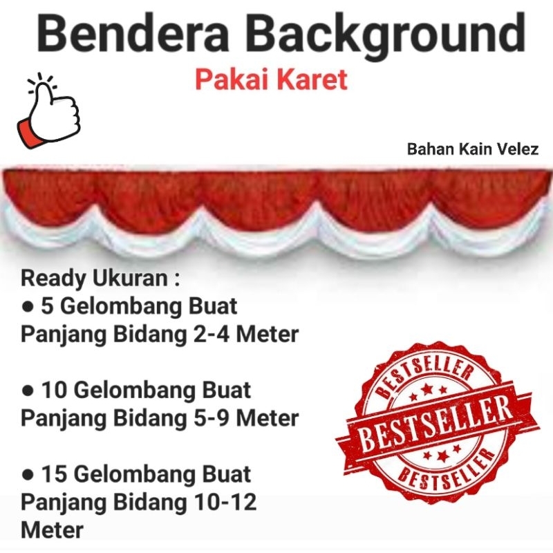 Jual Bendera Gelombang Background Merah Putih Bahan Velez Premium Pakai Karet | Shopee Indonesia