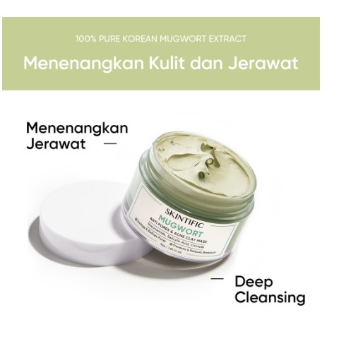 Jual SKINTIFIC Mugwort Acne Clay Mask Jerawat Masker Wajah Masker ...