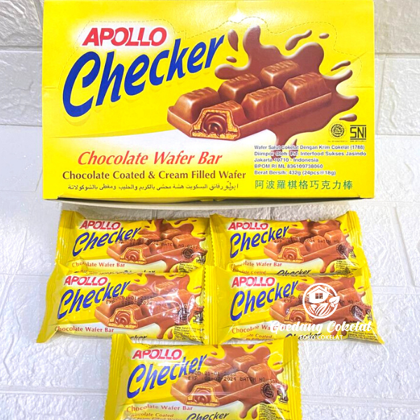 Jual Apollo Checker Chocolate Wafer Bar Kemasan 1 Box Isi 24 Pcs x 18g ...