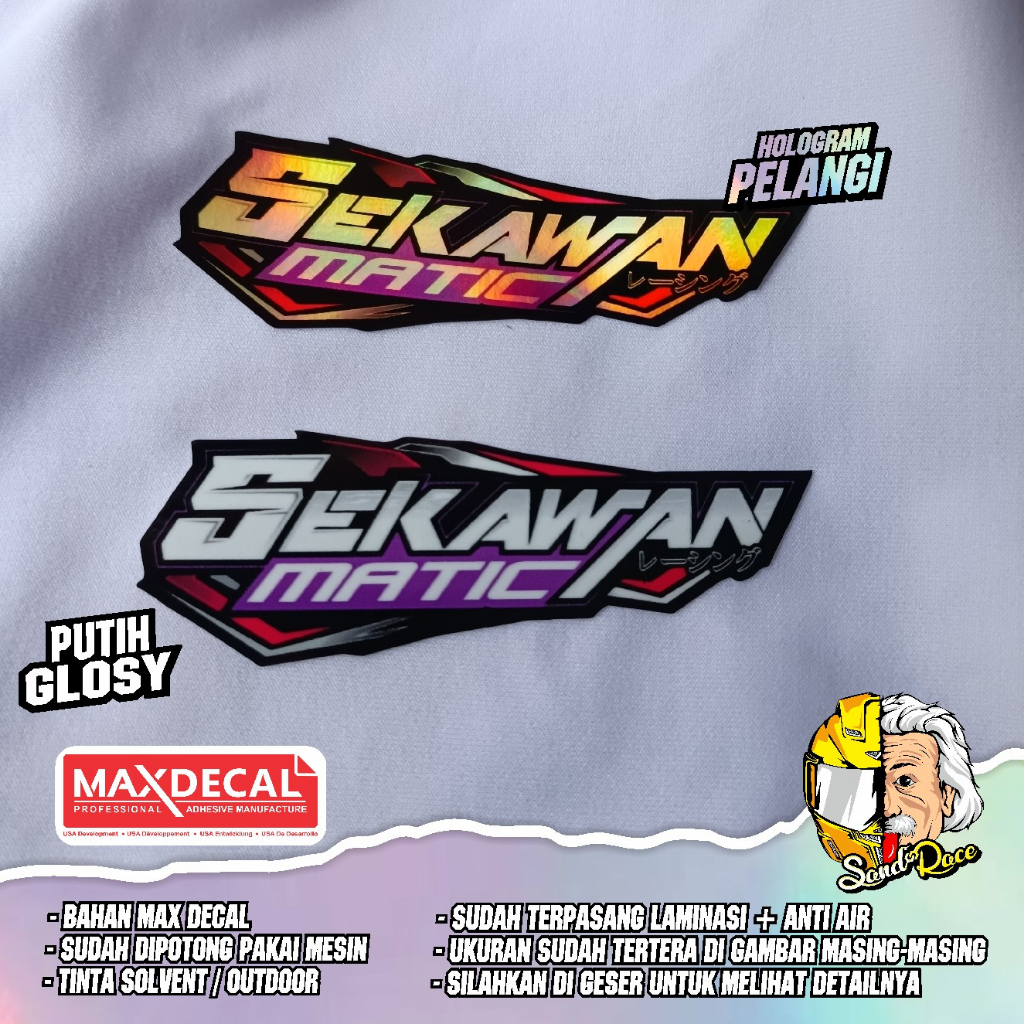 Jual stiker motor sekawan matic hologram / sticker viral matik helm ...