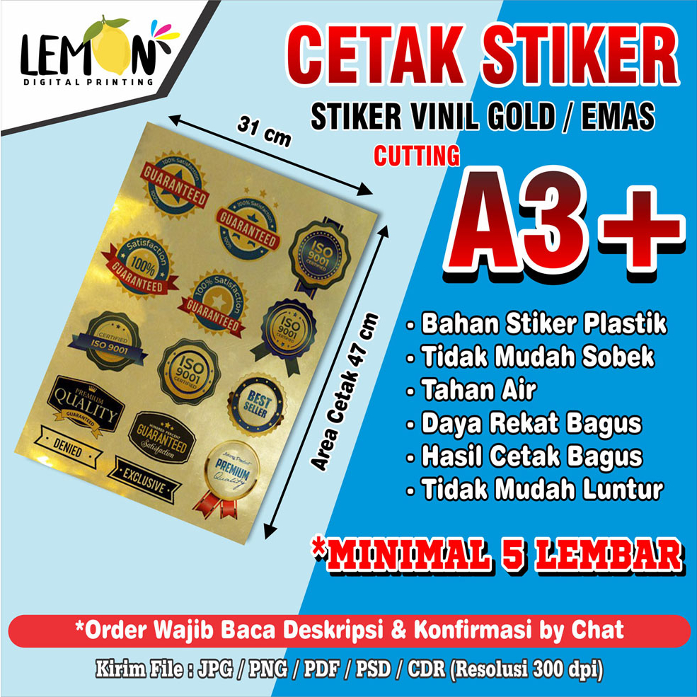 Jual Stiker Vinil Emas / Gold A3 + Cutting Pola | Shopee Indonesia