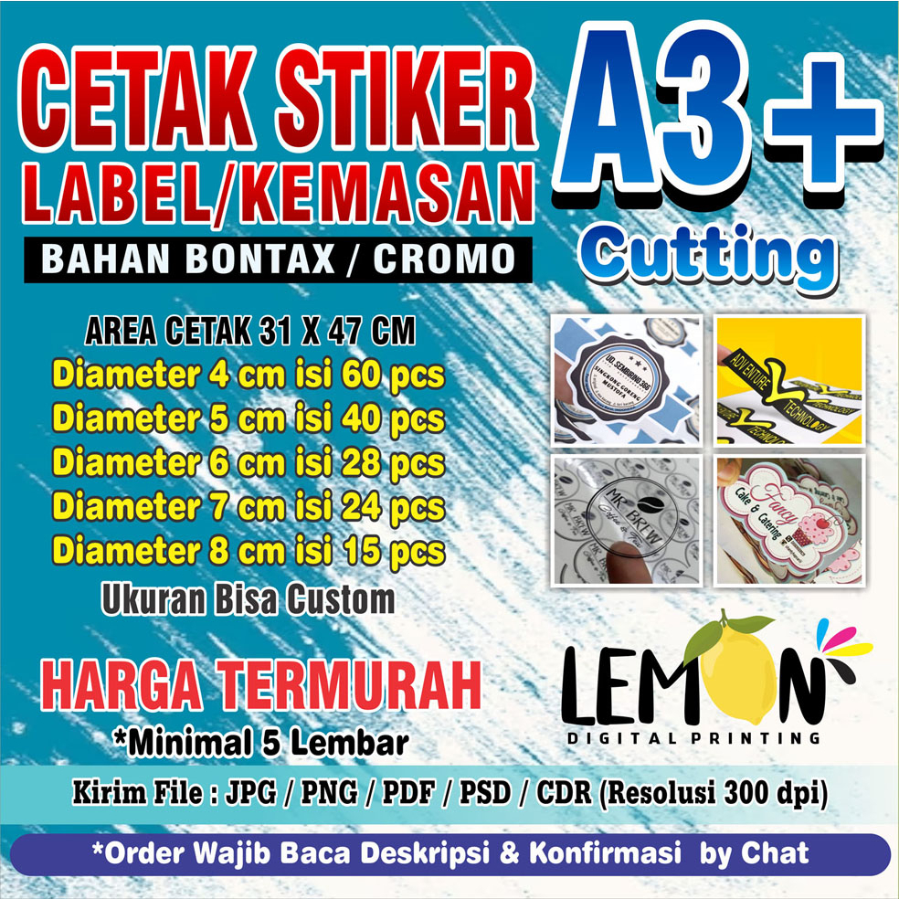 Jual PRINT BONTAK / CROMO + CUTTING POLA CUSTOM / A3+ / PRINT LEBEL ...