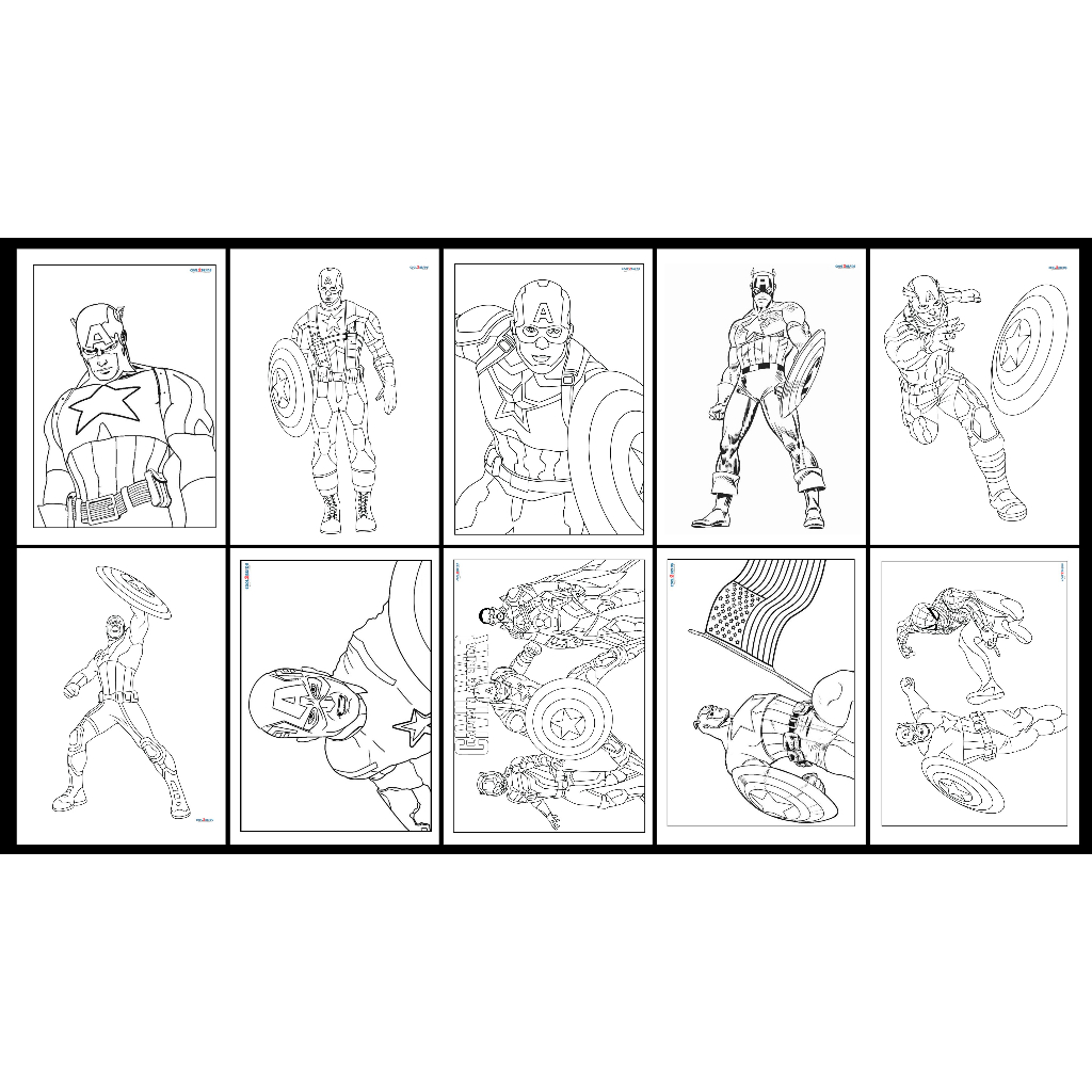 Jual Kertas Mewarnai (lembaran) Karakter Captain America Marvel ...