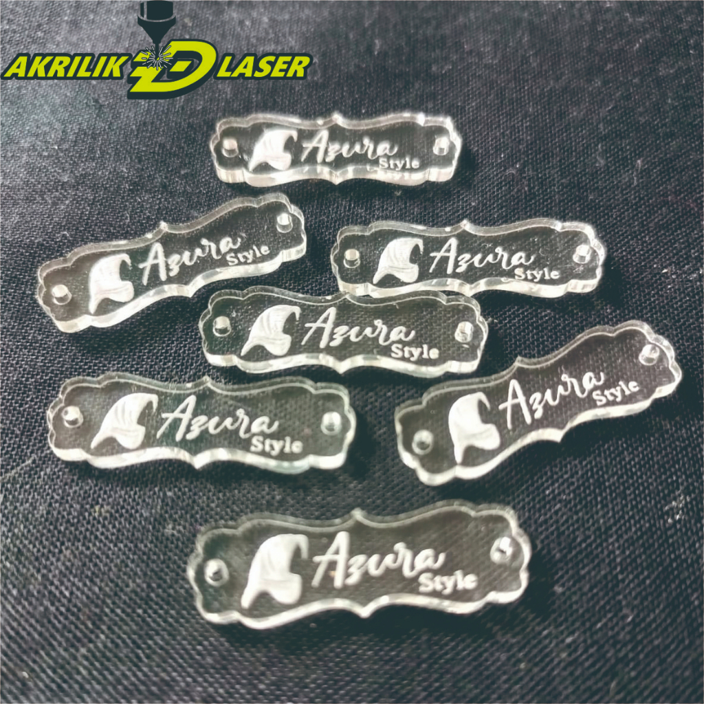 Jual Label Akrilik Bening / Custom Label Hijab/Label Rebranding Hijab ...