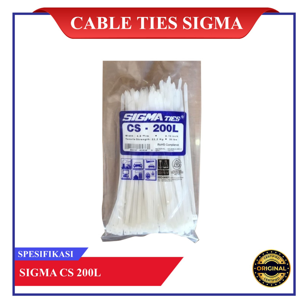 Jual Kabel Ties/ Sigma Ties CS-200L-Putih Isi 100Pcs | Shopee Indonesia
