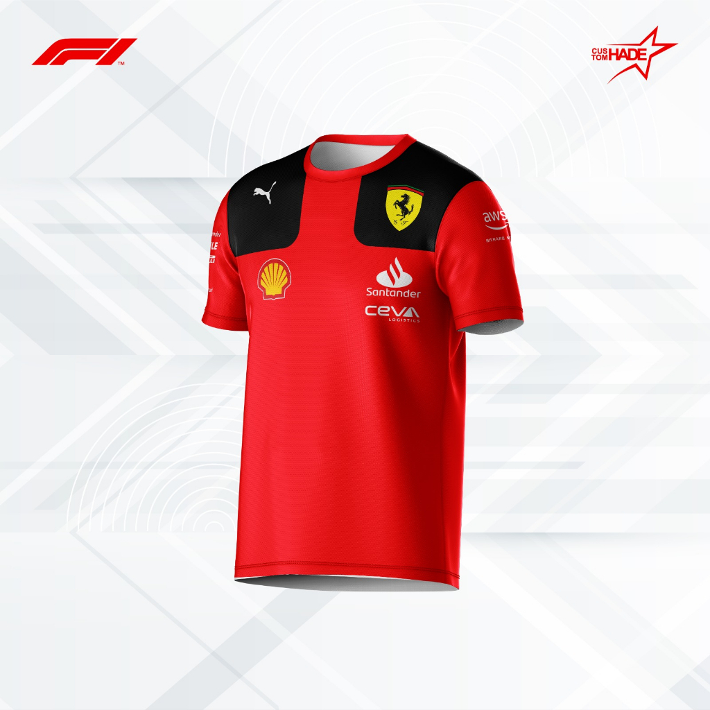 Jual Baju Kaos Scuderia Ferarri Merah F1 Formula 1 2023 Customhade ...
