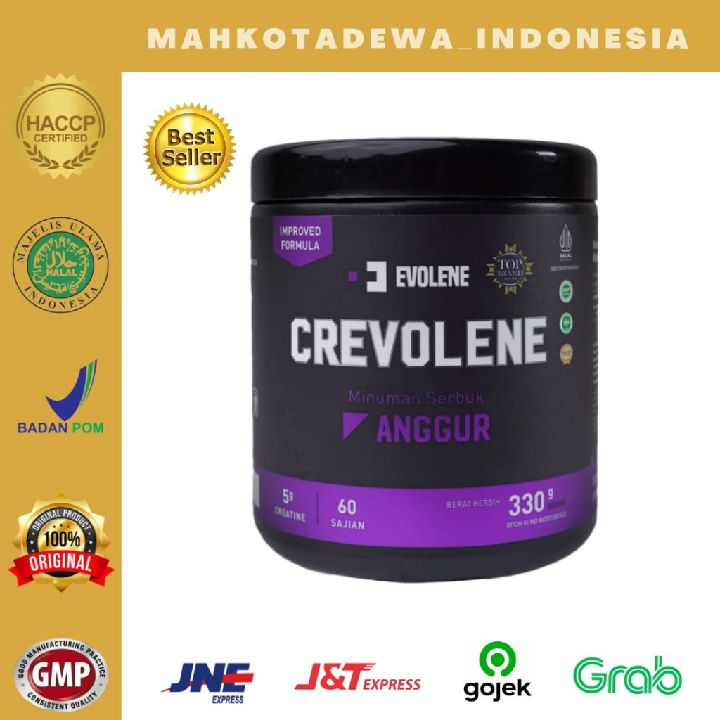 Jual CREVOLENE CREATINE EVOLENE (60 SERVING) 100% ORIGINAL, BPOM & MUI ...