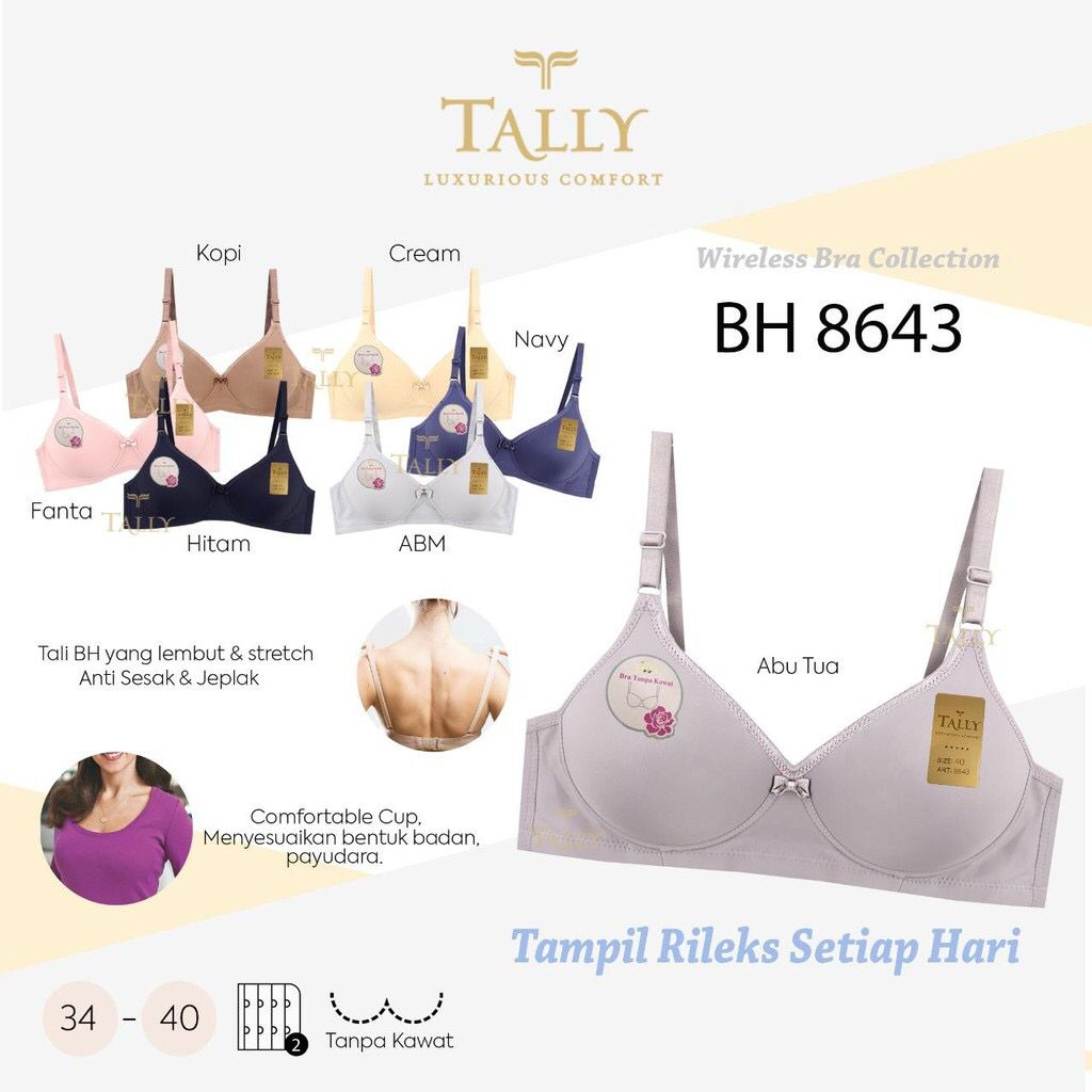 Jual TALLY BRA BH 8643 | BUSA TIPIS | CUP A | TANPA KAWAT | SIZE 34 ...