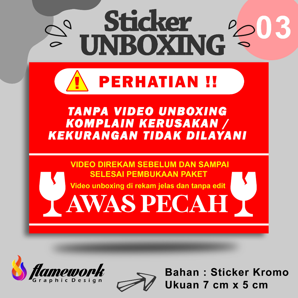 Jual Stiker Video Unboxing / Stiker Unboxing / Sticker Fragile / Stiker ...