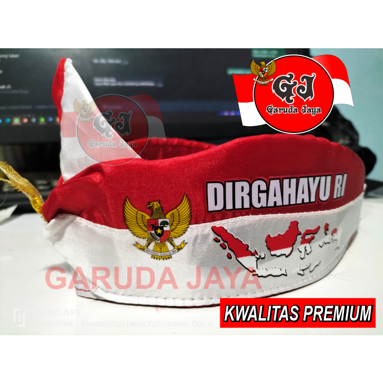 Jual iket kepala merah putih/iket merah putih/bando merah putih/umbul ...