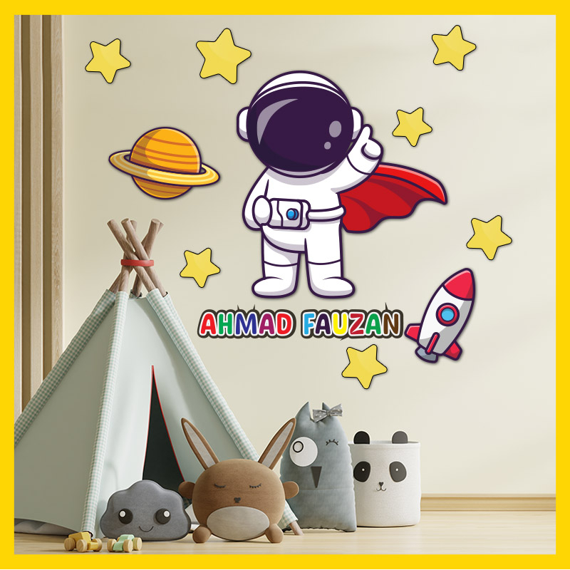 Jual Stiker Dinding Astronot Luar Angkasa Kamar Tidur Lucu Aesthetic ...