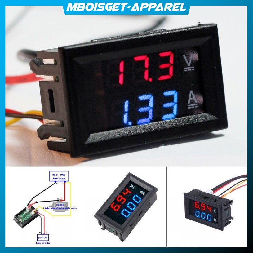 Jual MBOISGET - Alat Pengukur Listrik Voltmeter Ammeter LED DC 0 100V 0 10A Digital Ammeter ...