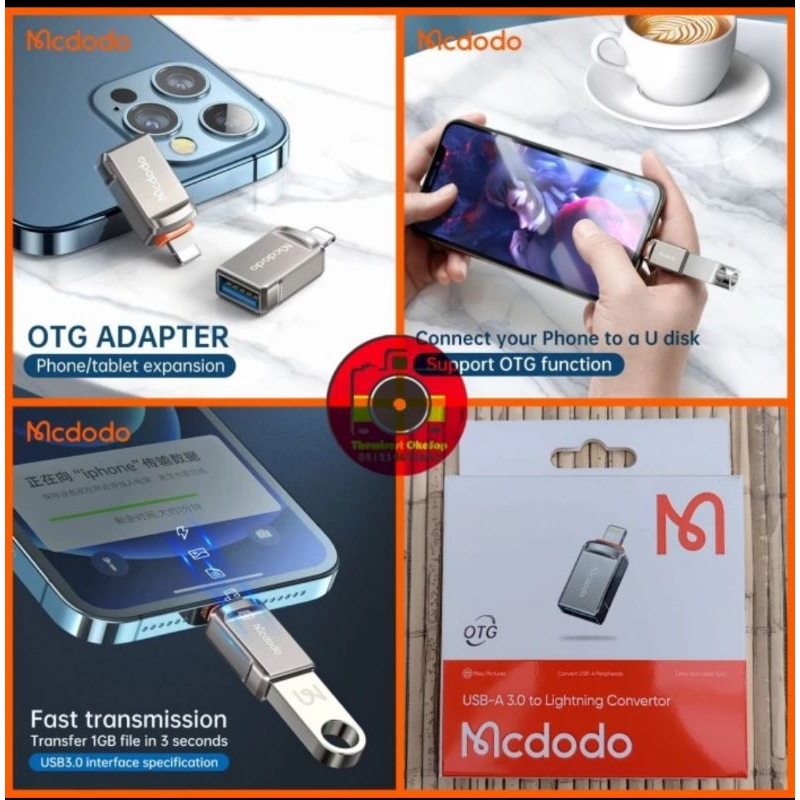 Jual Mcdodo OT-8600 OTG iphone Lightning male to USB Female adapter ...