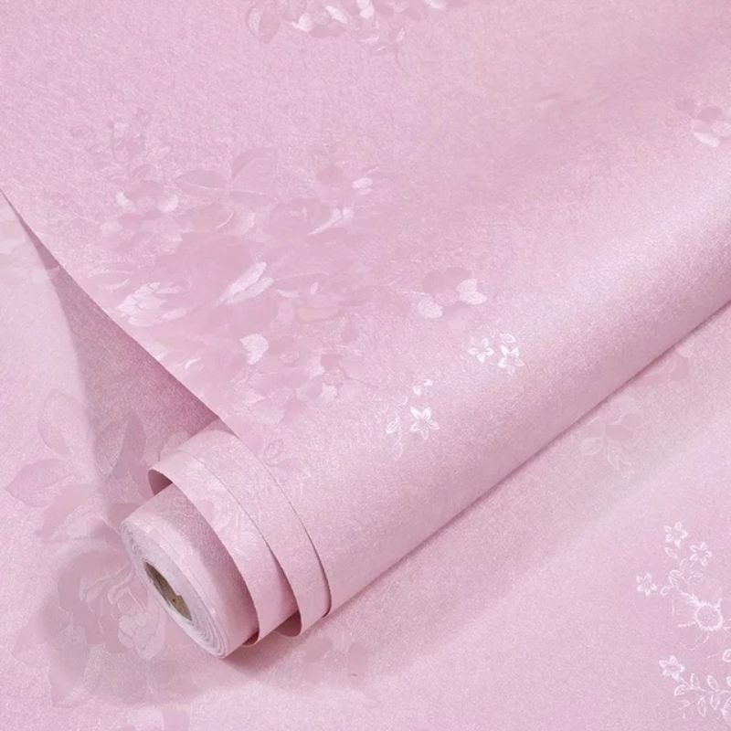Jual Wallpaper Dinding Kamar Polos Motif Emboss Pink Bunga Wallpaper Dinding Ruang Tamu Polos ...