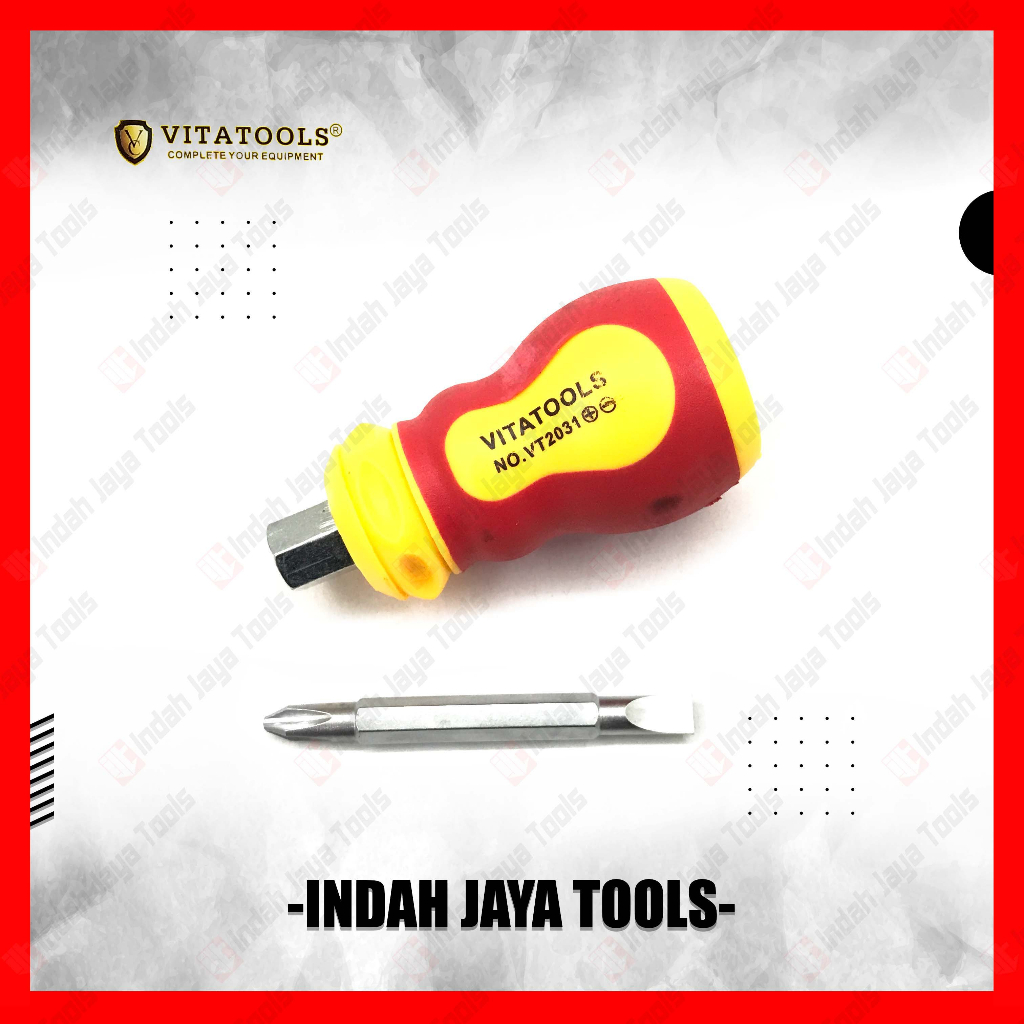 Jual VITATOOLS VT2031 Obeng CEBOL Bolak Balik Stubby 2 Way Screwdriver | Shopee Indonesia