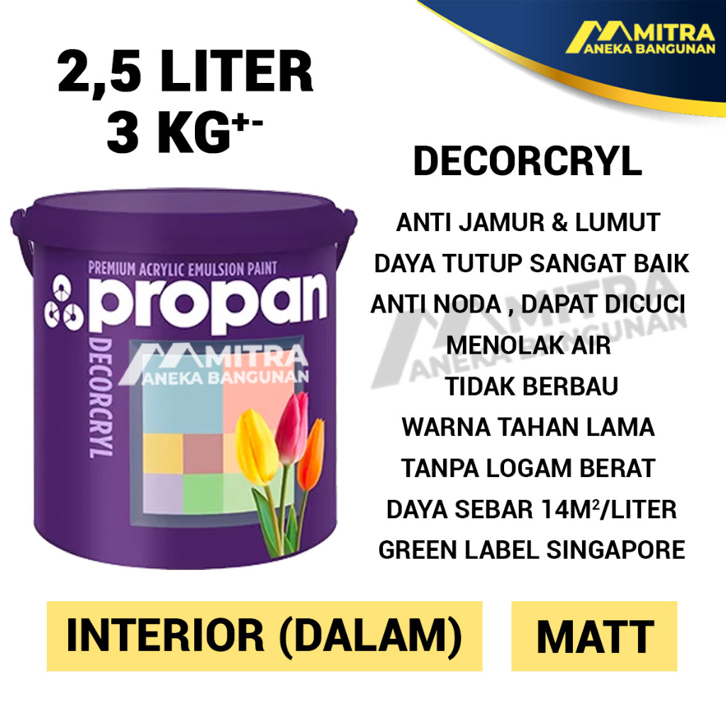Jual CAT TEMBOK PROPAN INTERIOR EKSTERIOR WARNA AQUA APPEAL 147-3 ...