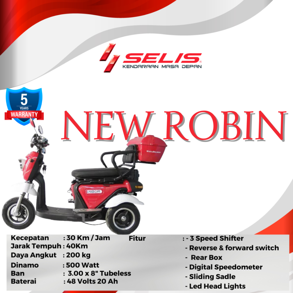 Jual Selis - New Robin 48V 20Ah Sepeda Motor Listrik Roda Tiga Motor ...