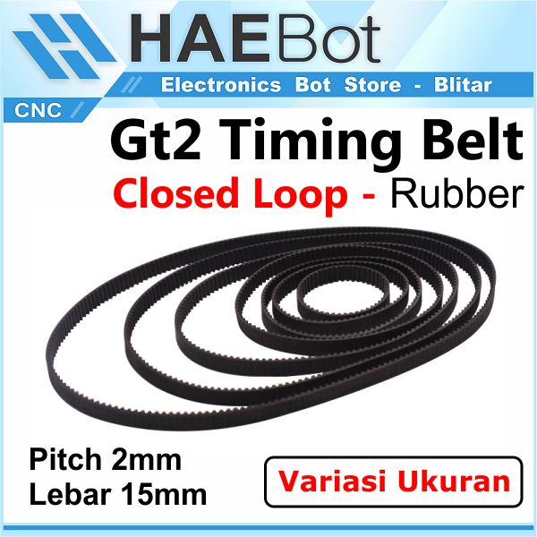 Jual [HAEBOT] GT2 Timing Belt 15mm Closed Loop W15 500-1000 mm 500 600 900 1000 CNC 3D Printer ...