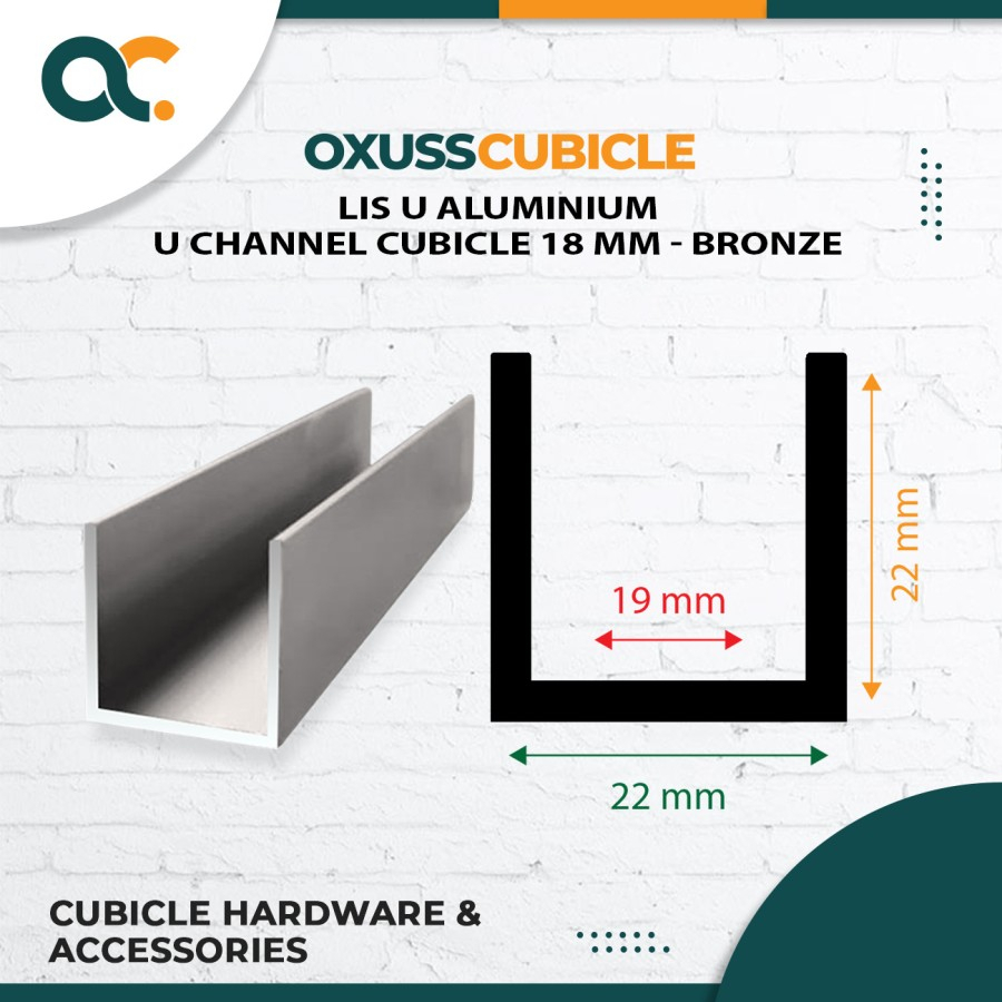 Jual Lis U Channel Aluminium 18mm U-Channel Partisi Cubicle Toilet ...