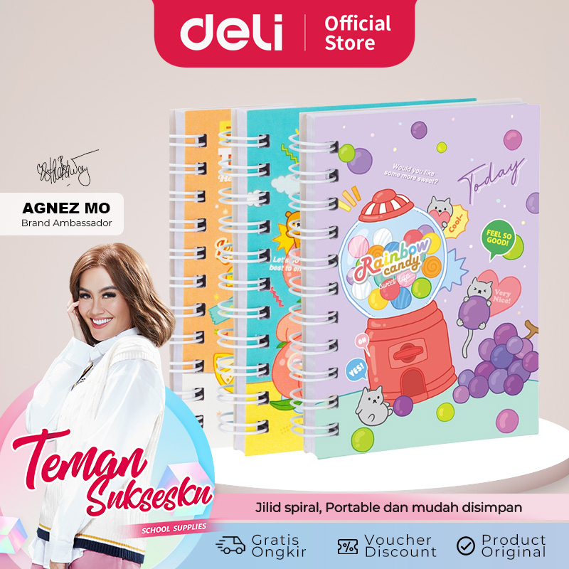 Jual Deli Spiral Notebook / Buku Tulis / Buku Catatan Mini A7 60 80 ...