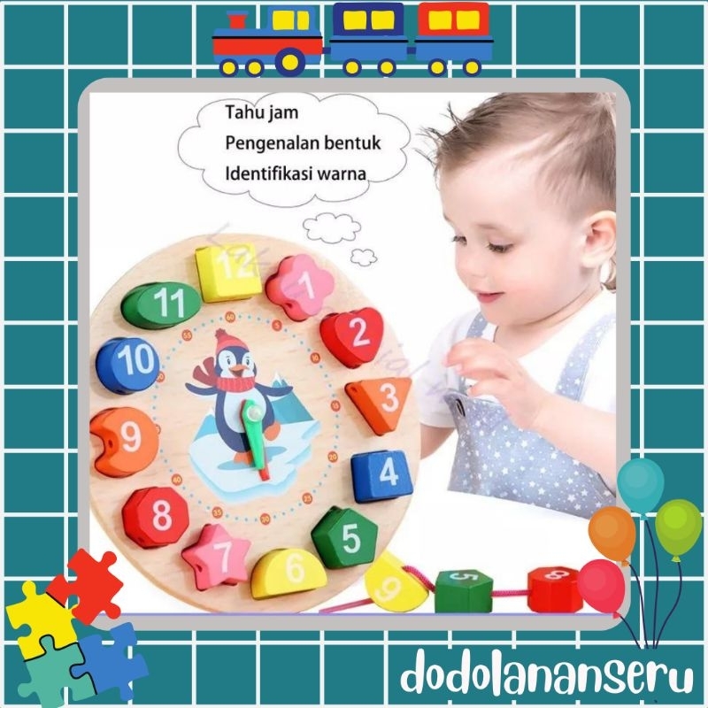 Jual DDS - Puzzle Kayu Mainan Edukasi Puzle Jam Kayu beeded clock ...