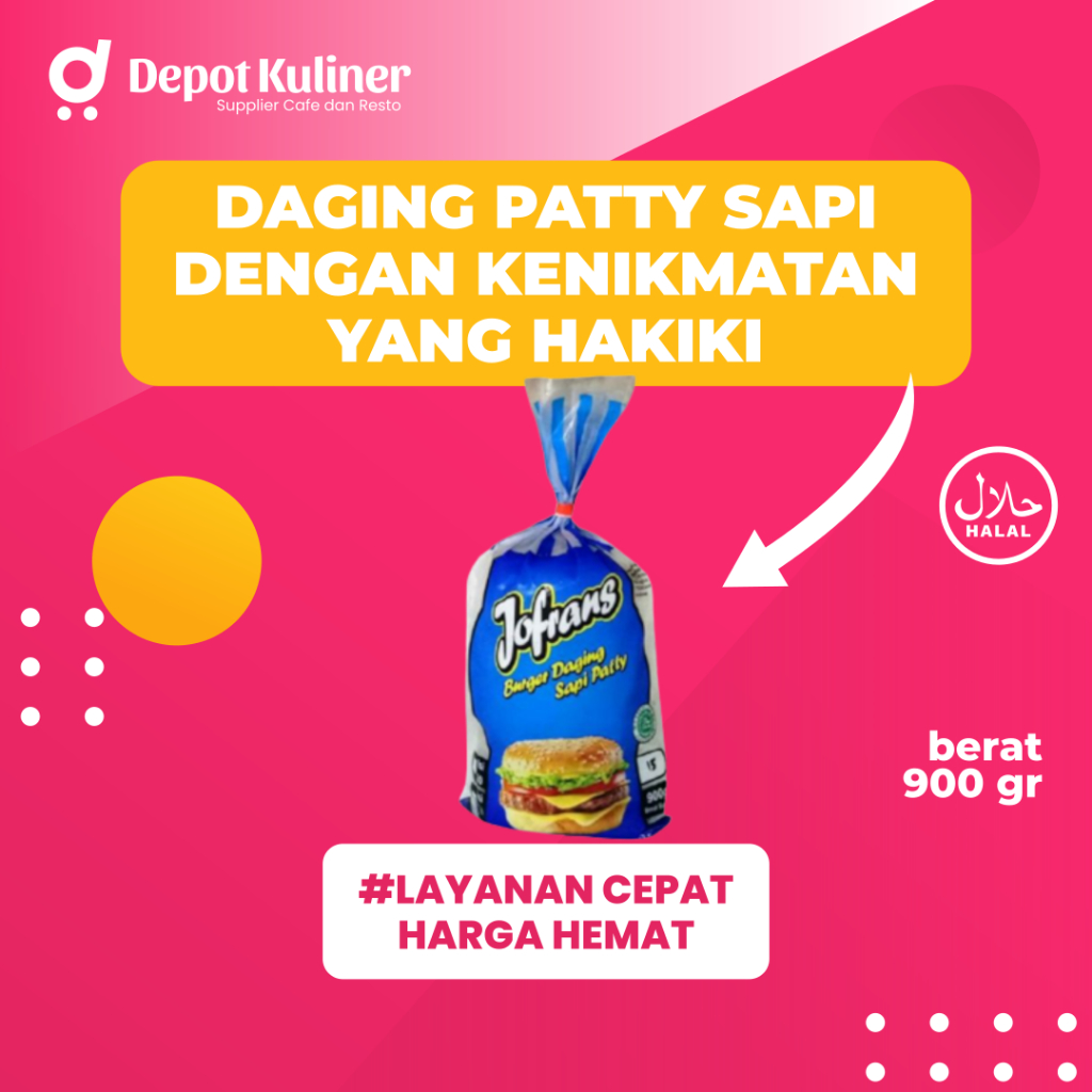 Jual Daging Beef Patties Burger Jofrans Sapi Medan 900 Gr isi 15 Slice ...