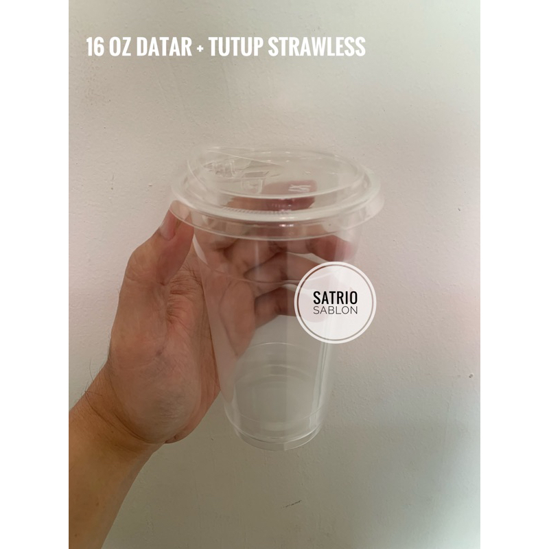 Jual (Harga per slop : 50 pcs) Gelas Plastik dan Tutup Strawless ...