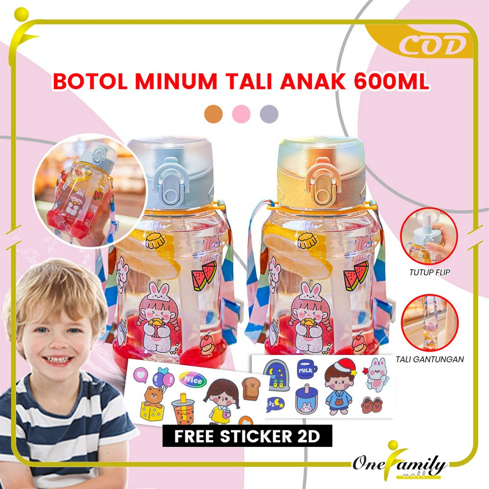 Jual ONE-C830 Botol Air Minum 600ML FREE Tali Botol Minum Flip Top Anak ...
