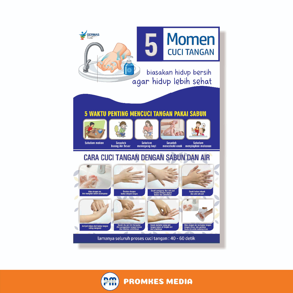 Jual Poster Kesehatan, Poster Cuci Tangan Pakai Sabun, CTPS, Rumah ...