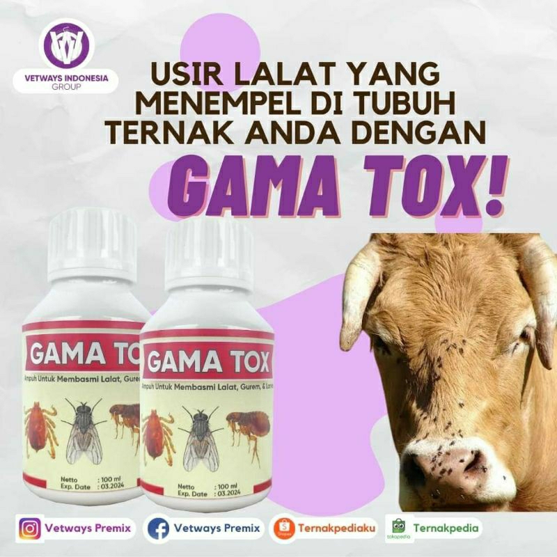 Jual Gama Tox 100 ml (Pembasmi Kutu, Lalat, Ulat, Caplak, Tungau dan ...