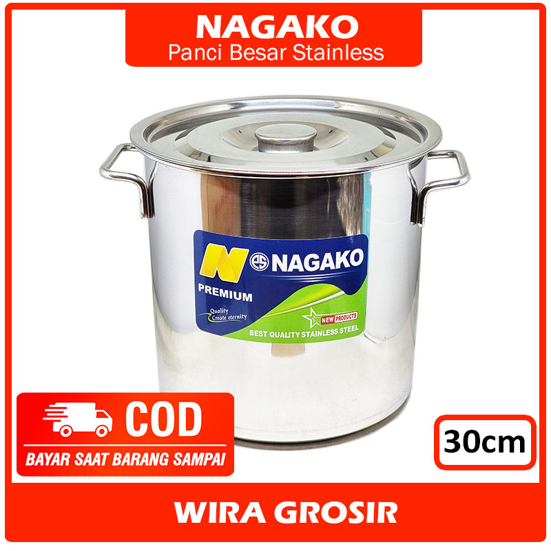 Jual Nagako Panci Besar Stainless + Tutup 21 Liter 30cm | Panci Masak ...