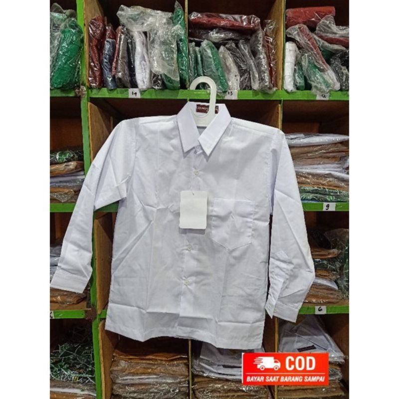 Jual seragam sekolah hem putih panjang kemeja putih panjang | Shopee ...