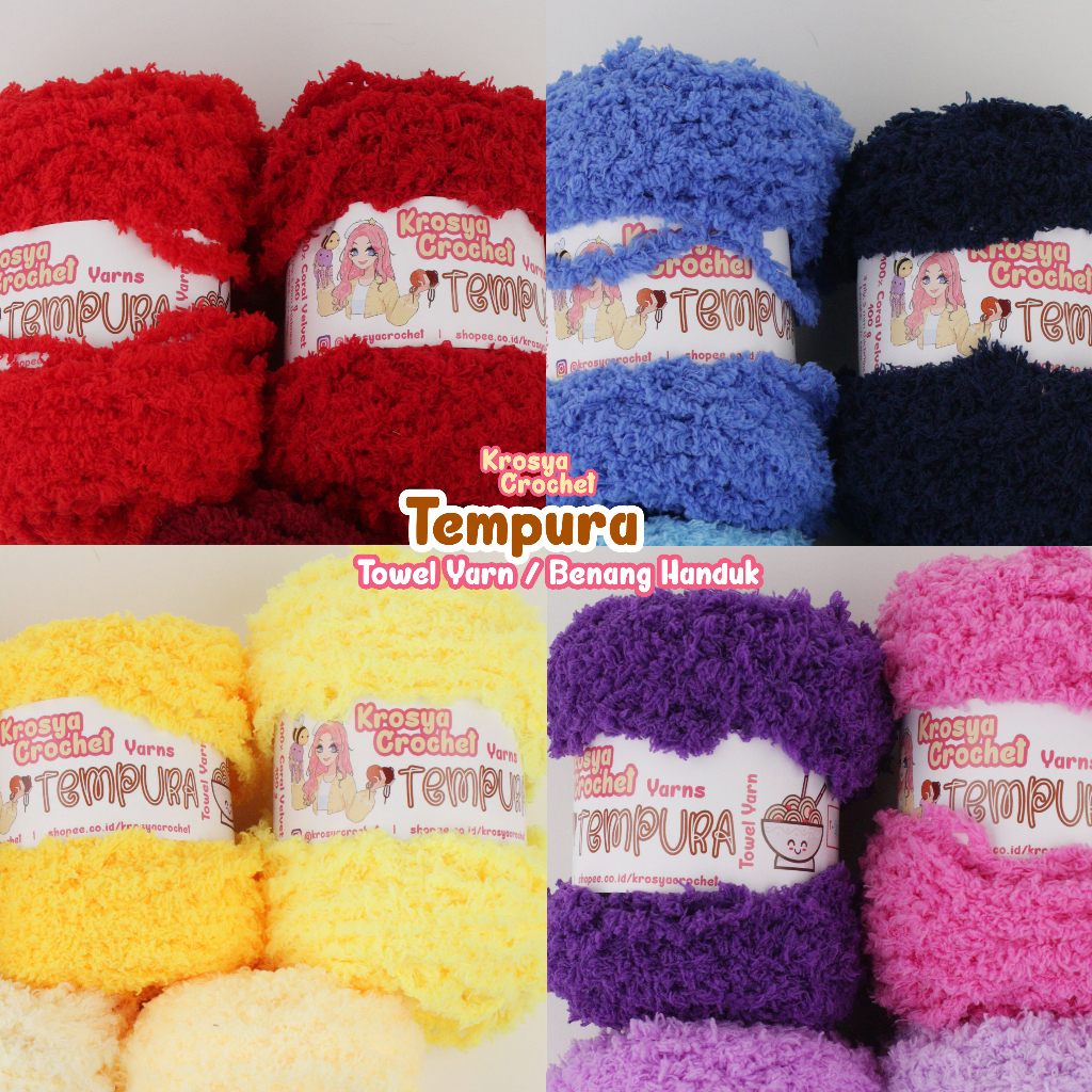 Jual Tempura Yarn Benang Rajut Handuk 3ply Coral Fleece Krosya Crochet ...