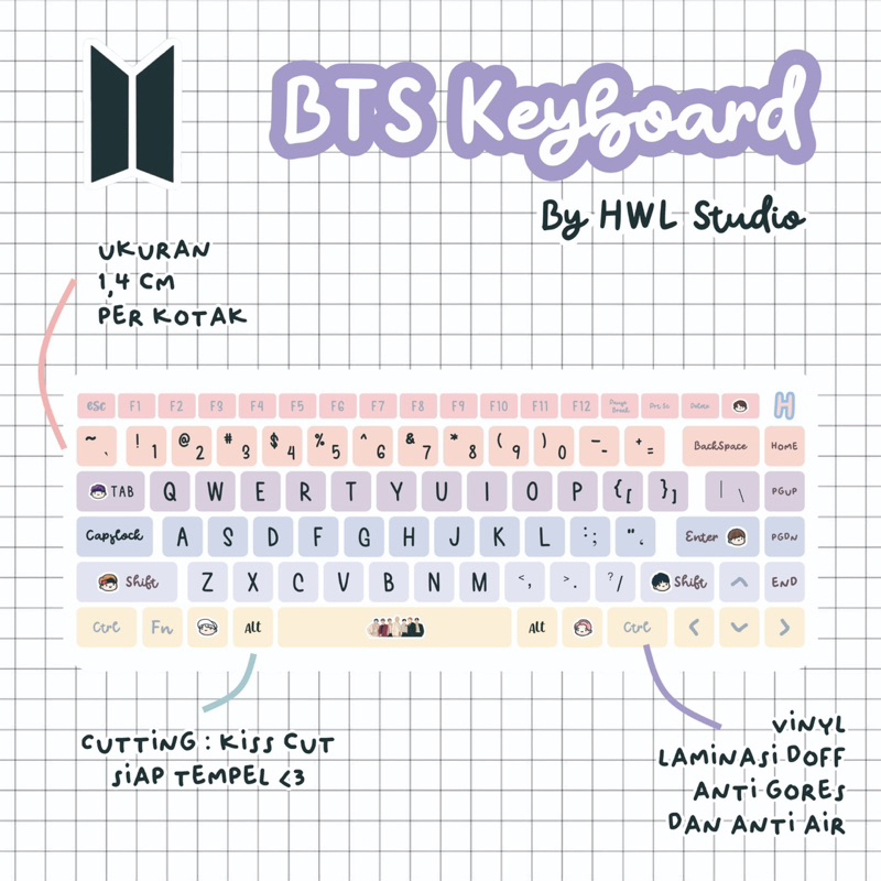 Jual HWL STUDIO - BTS Sticker Keyboard - Stiker Laptop - Stiker kisscut ...