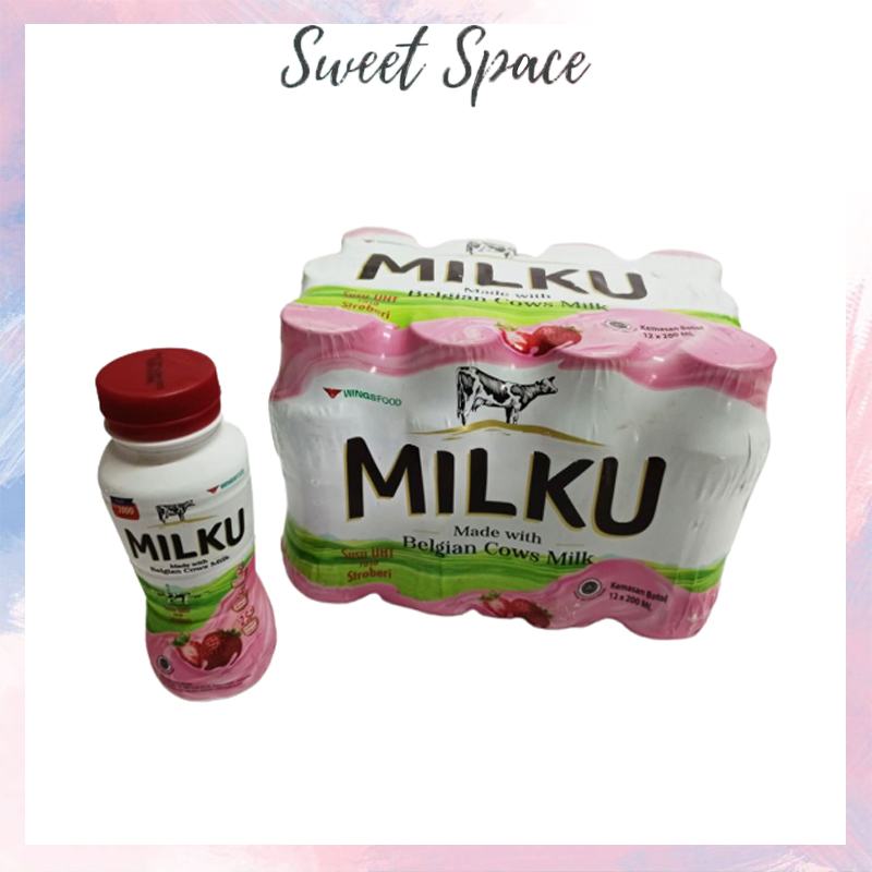 Jual MILKU SUSU 200ML COKLAT DAN STRAWBERRY 1 DUS ISI 12 PCS ...