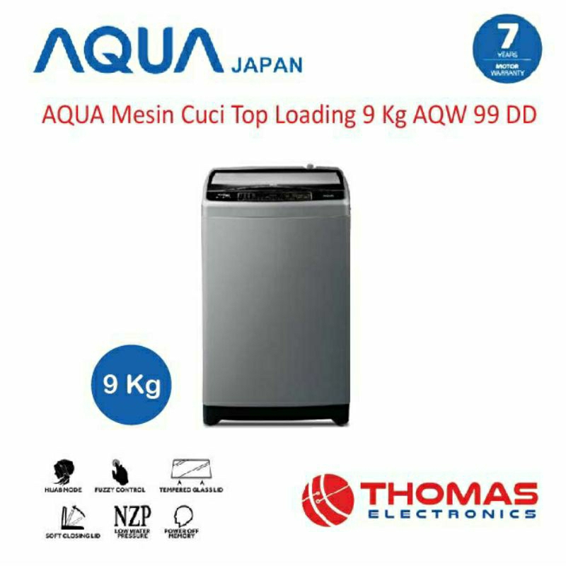 Jual AQUA Mesin Cuci Top Loading 9 Kg AQW 99DD Hijab Series 99 DD ...