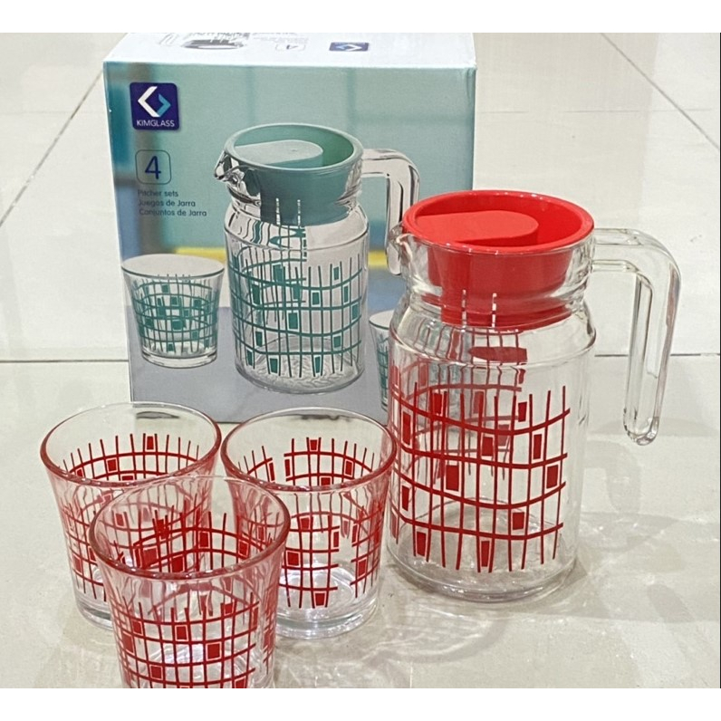 Jual Pitcher Set 4 in 1 Sudah Termasuk Gelas / Teko Kaca Set / Set ...