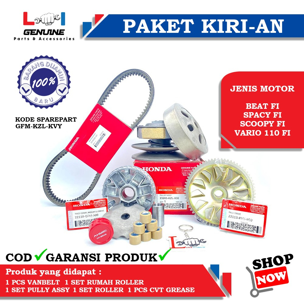 Jual -LOI- PAKET LENGKAP KIRIAN STANDAR CVT PULLEY PULLY SET BEAT FI ...