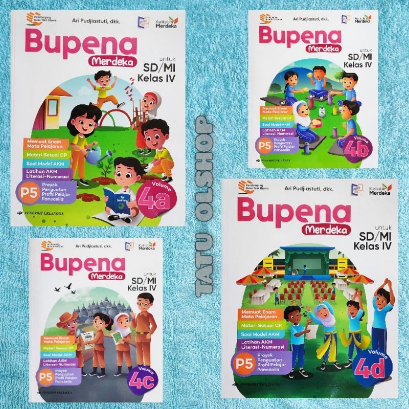 Jual Buku Bupena Merdeka SD Kelas 4 Volume 4a 4b 4c 4d Kurikulum Merdeka Original Erlangga ...