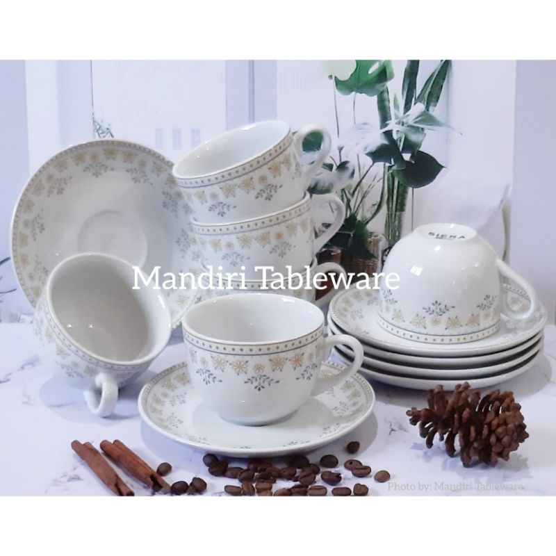 Jual [BEST SELLER] 6 Pasang Cangkir Set Keramik | Motif Life Gold ...