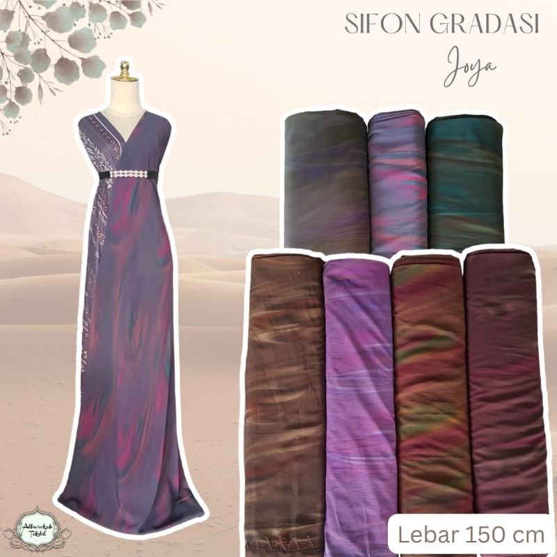 Jual Bahan Kain Sifon motif Gradasi Joya kain chiffon halus lembut ...