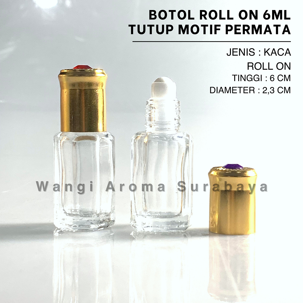 Jual Botol Roll On Tutup Permata 6ML - Botol Parfum Roll On Permata ...