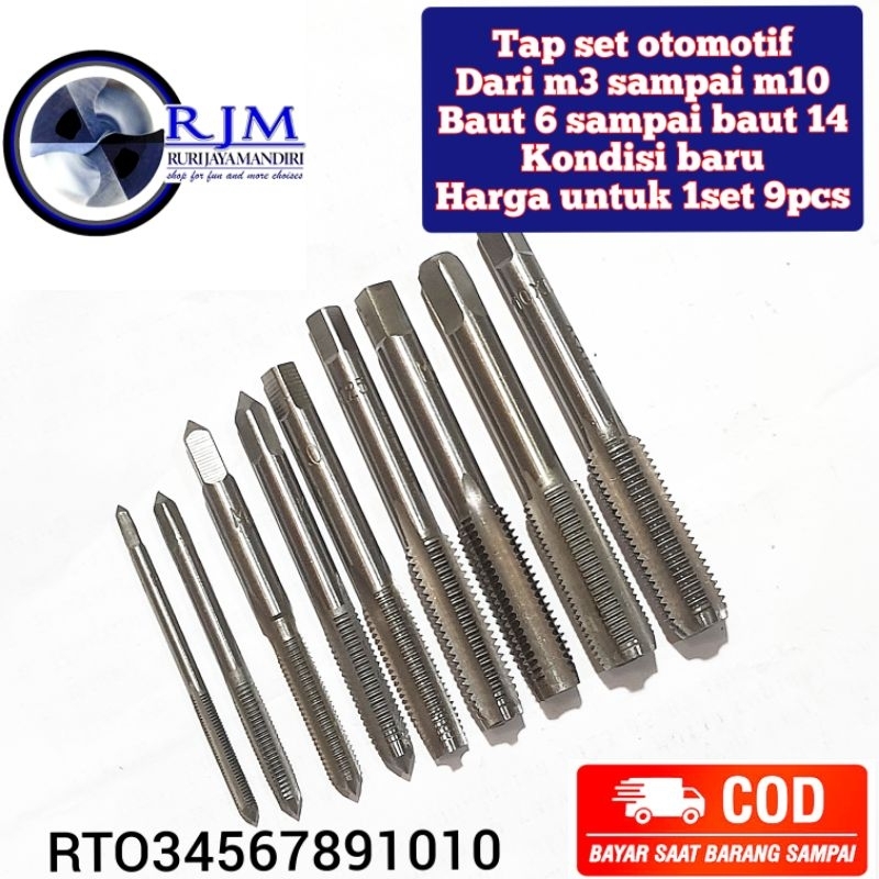 Jual Tap hand tap set otomotif Dari m3 sampai m10 Baut 6 sampai baut 14 Kondisi baru Harga untuk ...