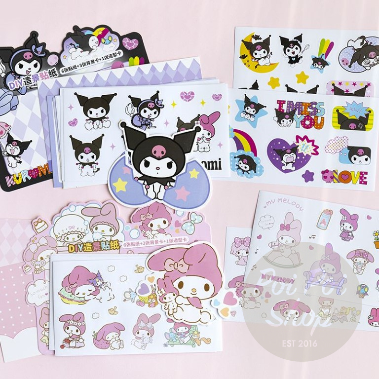 Jual Stiker Sanrio Set Diy Postcard Kawaii Lucu Melody Kuromi