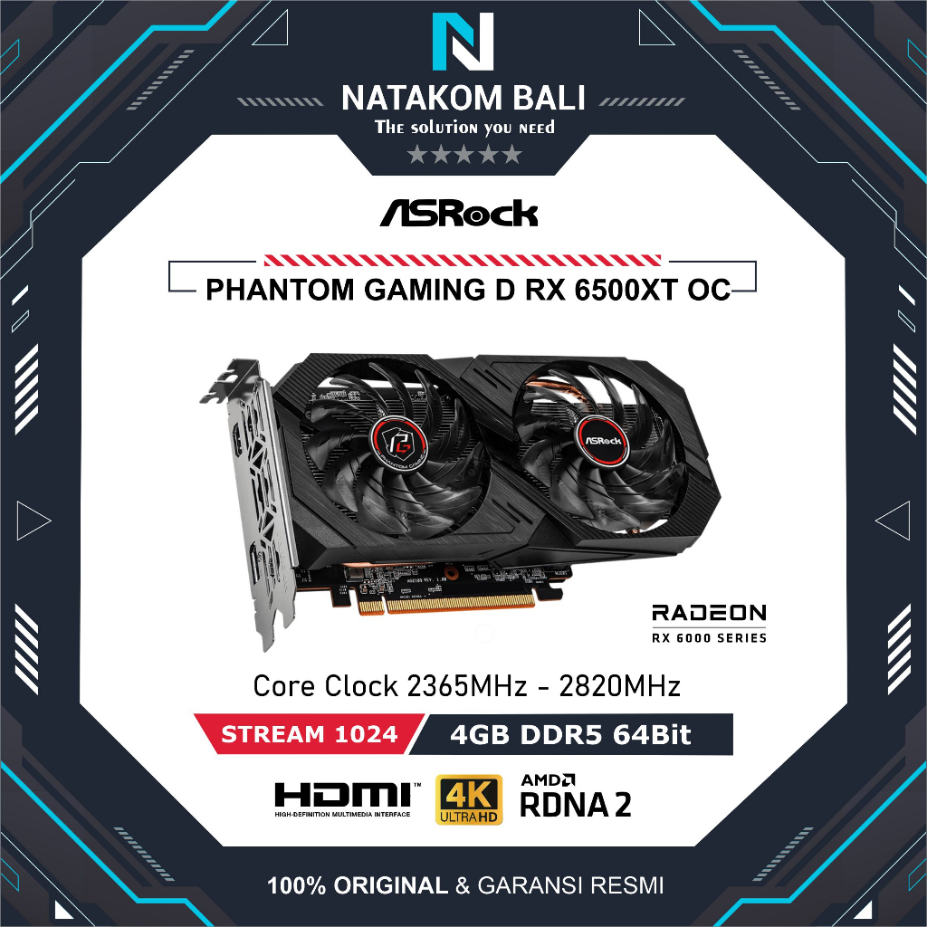 Jual VGA ASROCK RADEON RX 6500XT PHANTOM GAMING D 4GB OC GDDR6 | Shopee ...