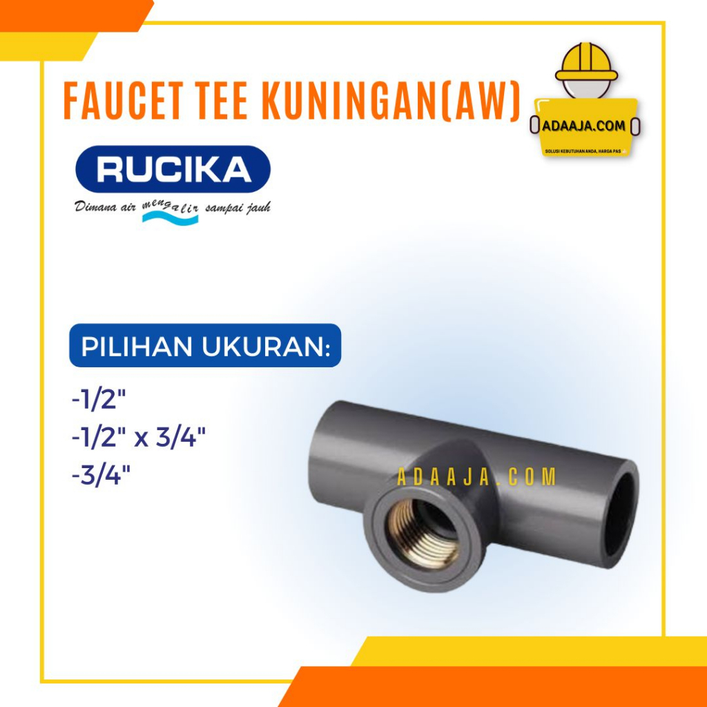 Jual Faucet Tee Rucika T Drat Dalam Kuningan Fitting PVC 1/2" 1/2"x3/4 ...