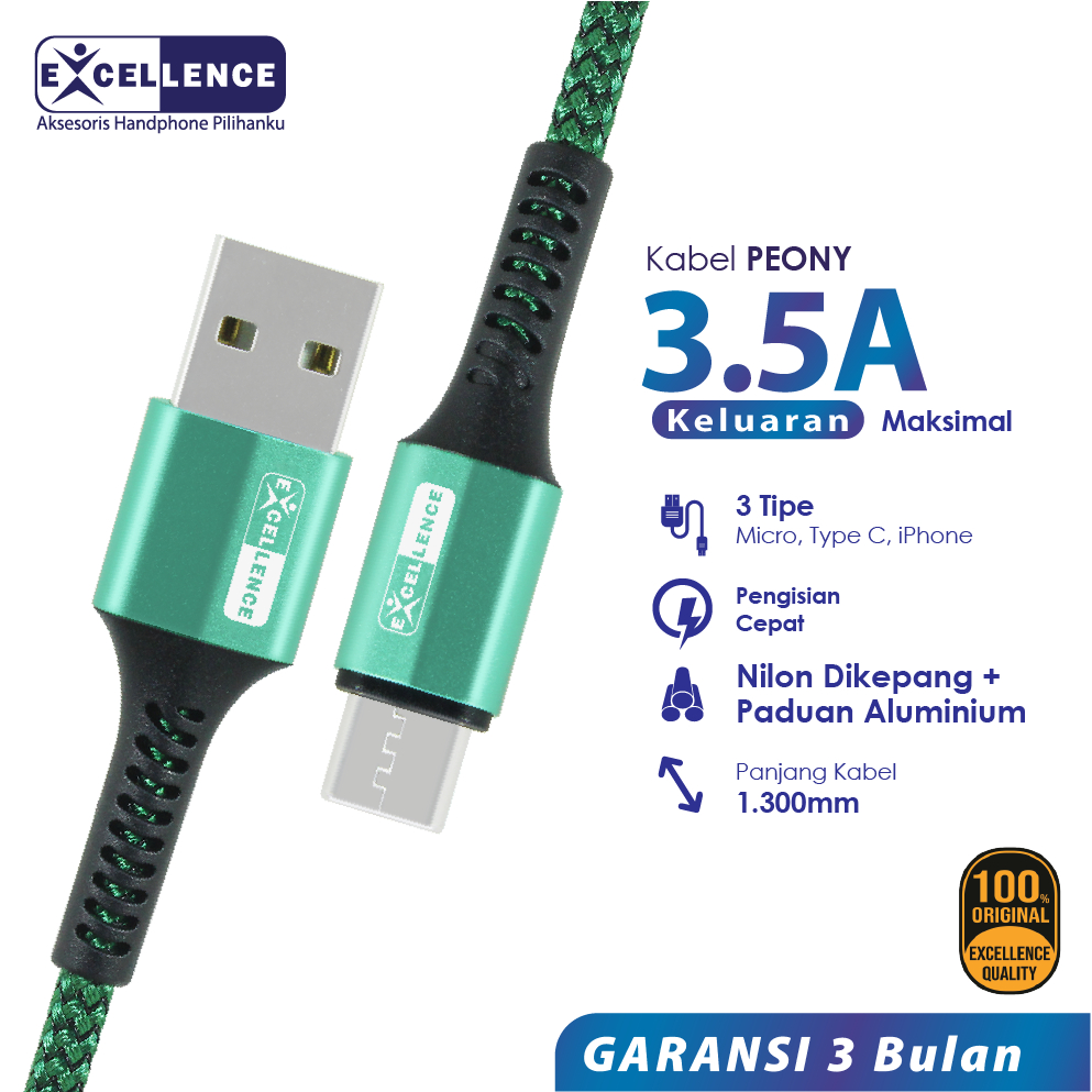 Jual EXCELLENCE Kabel Data Peony Fast Charging 2.4 A iPhone/Micro USB ...