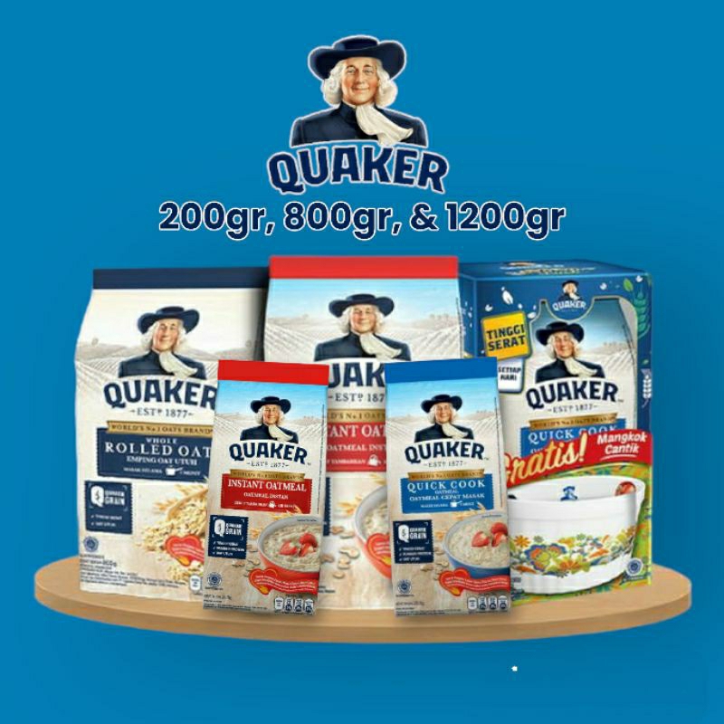 Jual Quaker Oatmeal 200gr, 800gr, & 1200gr | Tersedia Varian Instant ...