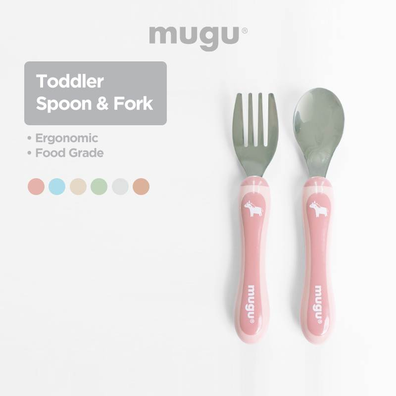 Jual Mugu Toddler Spoon & Fork - Sendok & Garpu Makan Bayi | Shopee Indonesia