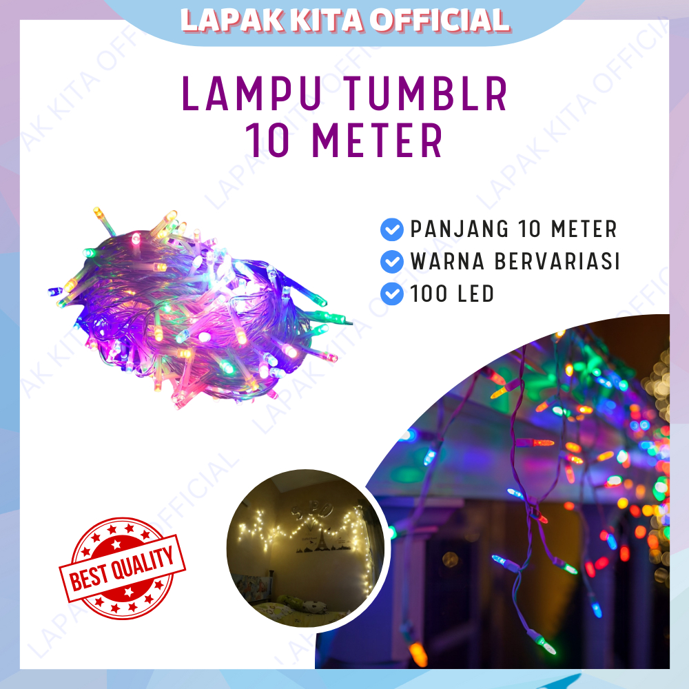 Jual Lampu hias tumblr led 10 meter 50 led panjang dengan colokan ...